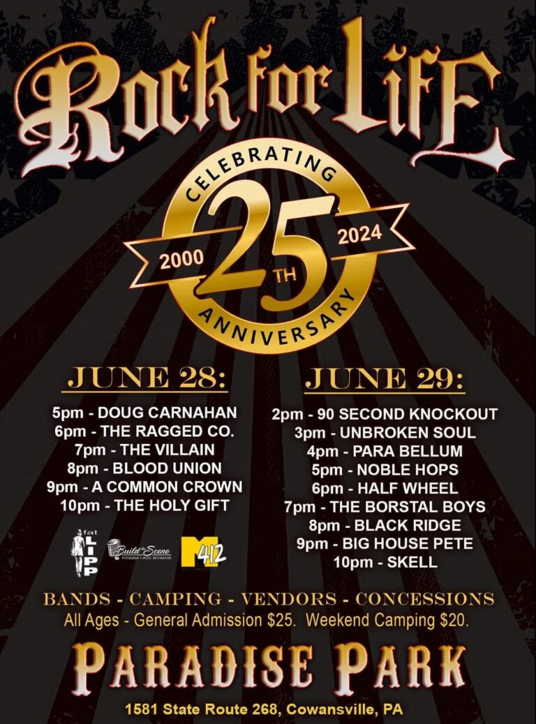 June - Rock for Life 25th Anniversary at PARADISE PARK - Paradise Park PA